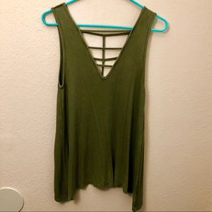 American Eagle Outfitters | Tops | Ae Ribbed Olive Green Strappy Tank Nwot | Poshmark